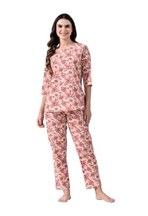 Buy Ichaa Women's Printed Cotton Night Wear Top and Payjama Night Suit ...