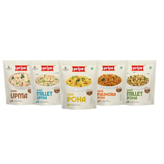 Priya Quick Foods Combo - Pack of 5 - Upma-180gms, Millet Upma-150gms ...