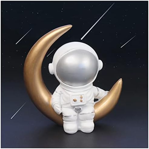 Amazon.com: WINUSD Astronaut Figurine, Gold Moon Astronaut Statue Decor ...