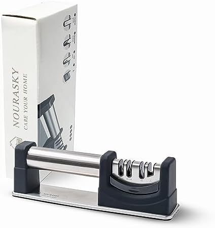 Alyvisun Kitchen Knife Sharpener, Professional Manual 4 in 1 Knife Sharpener, Ergonomic Handle ...