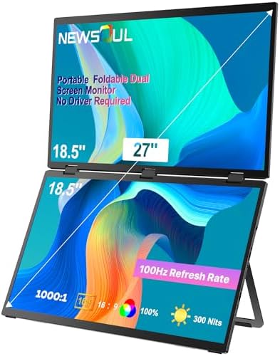 Newsoul Portable Monitor 18.5 Inch Foldable Dual Screen 100 Hz 100% ...