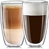 Amazon.com: Glass Coffee Mugs Set of 2 - 16 oz Double Wall Insulated ...