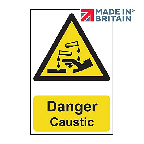 ‘Danger Caustic’ Sign, Self-Adhesive Semi-Rigid PVC (200mm x 300mm ...
