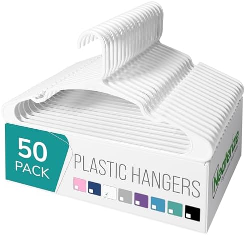Amazon.com: NEATERIZE Clothes Hangers Plastic 50 Pack for Adults ...