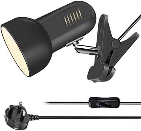 Milpoel Clip On Reading Light, Desk Lamp, E27 Bulb Holder, Clamp Lamp ...