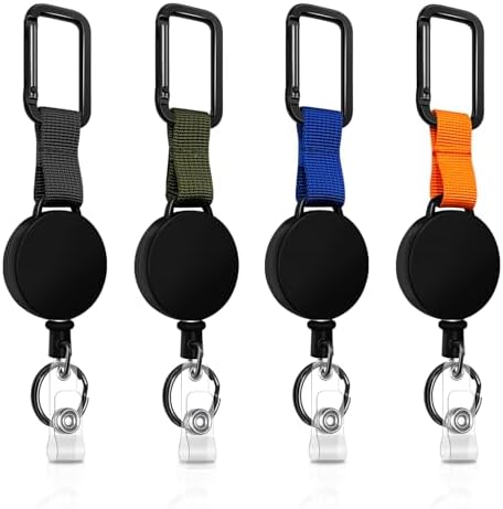 Amazon.com : Retractable Keychain 4 Pieces Heavy Duty Carabiner Badge ...