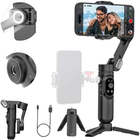 AOCHUAN Estabilizador gimbal de telefone de 3 eixos para iPhone 15/14 ...
