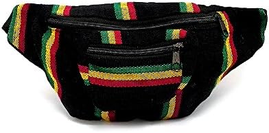 Amazon.com | Rasta Multicolored Woven Striped Pattern Lightweight Fanny ...