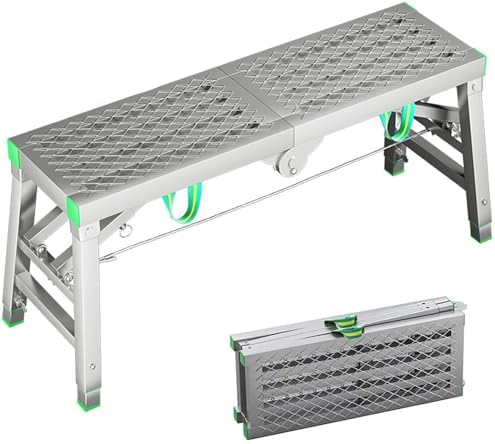 Portable Folding Scaffold, Adjustable Height Work Platform, Metal ...