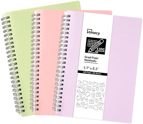 Amazon.com : Annecy 3 Pack Graph Paper Notebooks - A5 Graphing ...