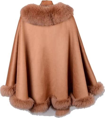 Amazon.com: BA-01 Big Fluffy Cashmere Blend Cape For Women Warm Outwear ...