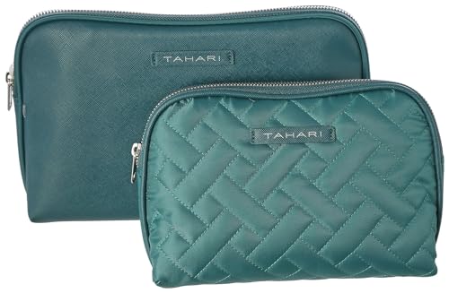 Tahari bags. TAHARI Solid Quilted Cosmetic Travel Bag One Size Teal.