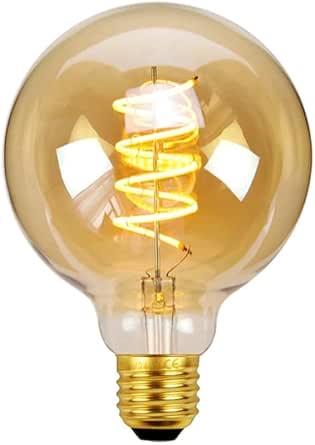 Gokoly Screw E27 LED Light Bulb, 4W Globe Large Screw Vintage Edison LED Bulbs Decorative Spiral ...