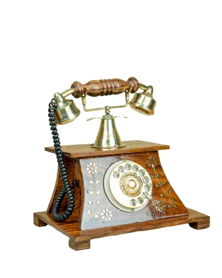Junsu Craft Handcrafted Retro Wooden Landline Phone | Vintage Rotary ...