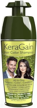 Amazon.com : Kera'Gain Hair Color Shampoo (Natural Black,180Ml) PPD ...