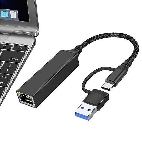 USB to Ethernet Adapter, 2 in 1 Plug & Play USB Ethernet Adapter, 1000 ...