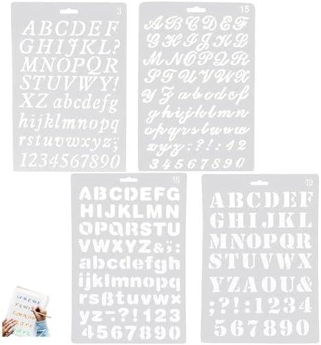 4 Pieces Stencils Letters Assorted Styles Alphabet Stencils Letters ...