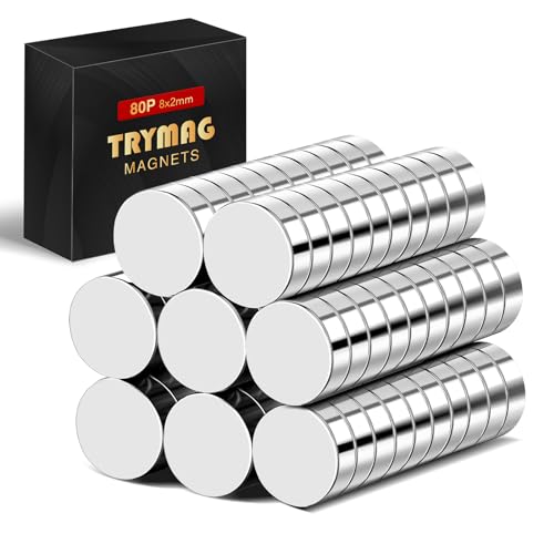 TRYMAG Small Magnets 8x2mm, 80Pcs Small Round Rare Earth Magnets, Tiny ...