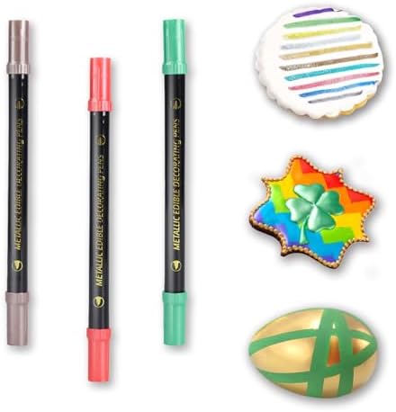 Amazon.com : Edible Metallic Markers, 3Pcs Food Shimmering Color Pens ...