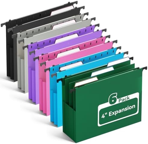 Amazon.com : SortRax Plastic High Capacity Hanging File Folders, 4 ...