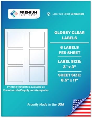 Amazon.com : Premium Label Supply Glossy Clear Sticker Square Labels ...