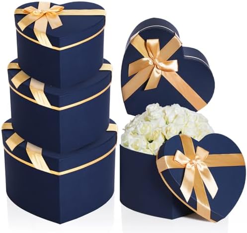 Amazon.com: Resurhang Navy Blue 4 Pcs Valentines Heart Shaped Gift Box ...