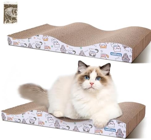 Nobleza 2 Pack Cardboard Cat Scratchers for Indoor Cats, Reversible Use ...