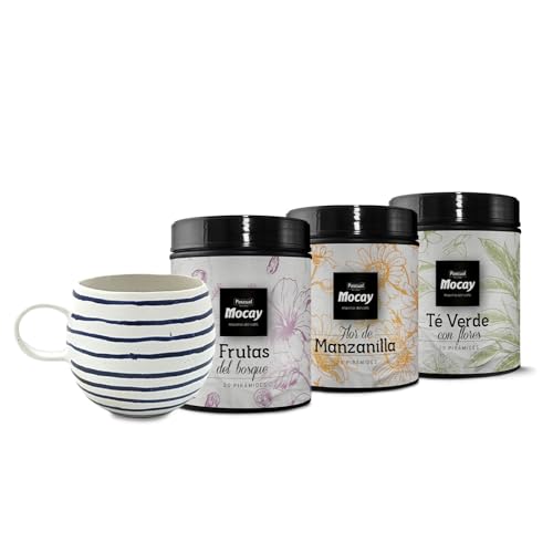Mocay Pack Infusiones Taza Regalo 3 latas 20 Pirámides: del