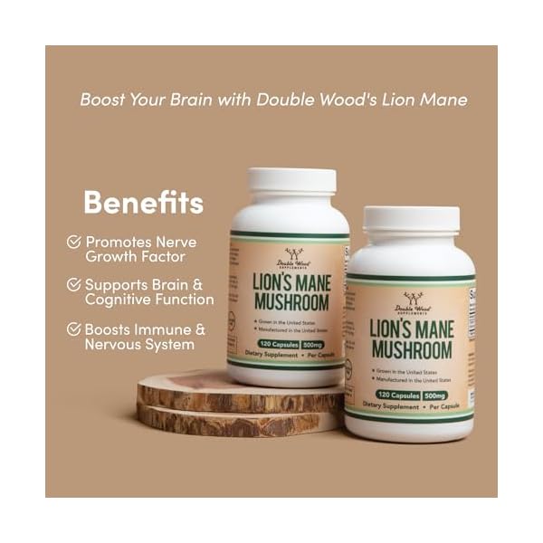 Lions Mane Supplement Mushroom Capsules (Two Month Supply - 120 Count ...