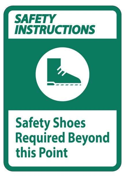 Safety Instructions Safety Shoes Required Beyond This Point Sign, PVC ...