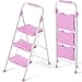 KINGRACK 3 Step Ladder, Sturdy Step Stool with Handrail, Anti-Slip Wide ...