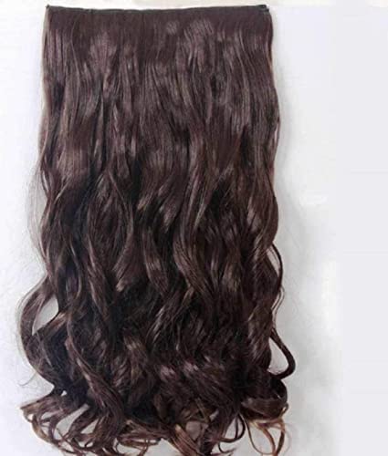 PHKMALL Women's Natural Brown Curly/Wavy Hair Extensions in 5 Clip pack ...
