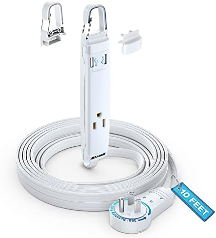 Amazon.com: 360° Rotating Flat Plug Extension Cord with USB Ports and a ...
