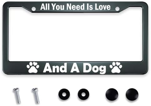 Amazon.com: Smooffly All You Need is Love and A Dog License Plate Frame ...