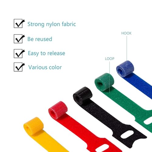 120 X 5 Color Cable Tidy Velcro Cable Ties, Cable Organiser Velcro ...