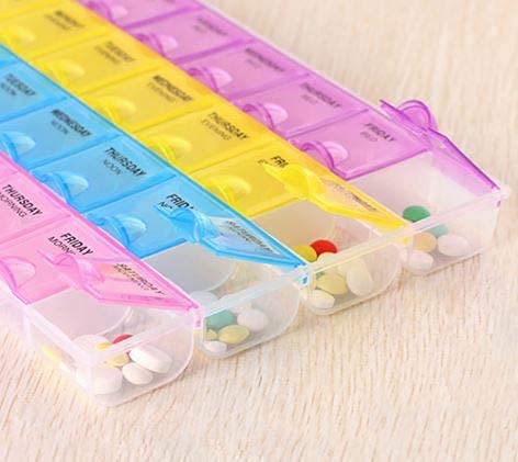 KRAYR Medicine Pill Organizer Reminder Storage Box 7 Days Pillbox ...