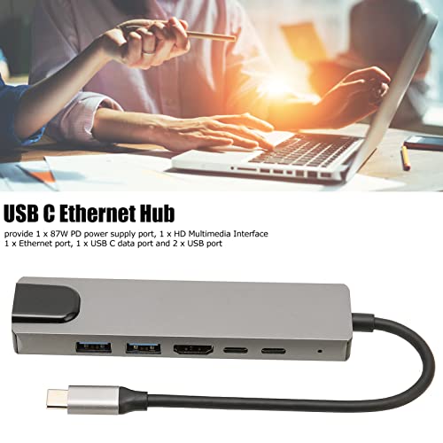Zunate USB C Hub, 6 in 1 Multiport Docking Station with 87W PD Fast ...