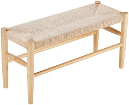 Amazon.com: VEVOR Rattan Bench, 31.5" Wooden Rattan Bench, Entrywway ...