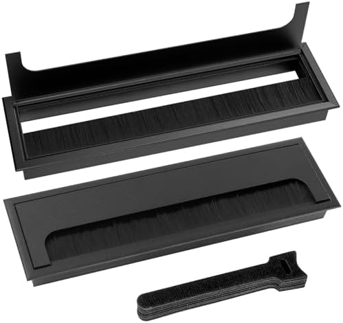 2 Pcs Desk Table Grommets, Aluminum Alloy Rectangle Cord Cable Wire ...