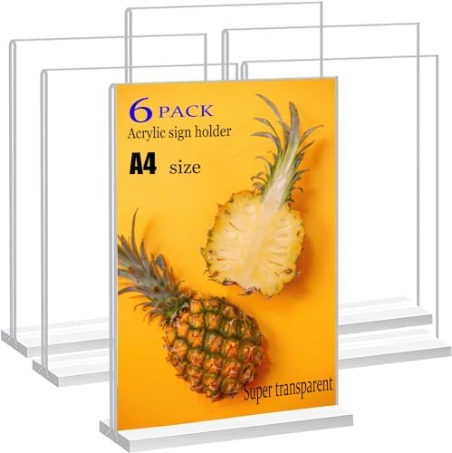 JIMITOP Acrylic Sign Holder A4 Size, Double Sided Display Clear ...