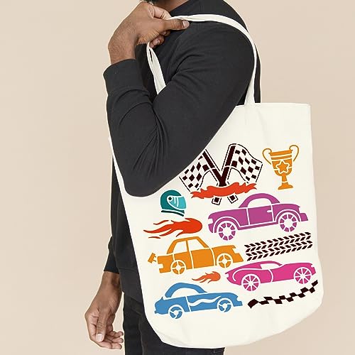 FINGERINSPIRE Racing Car Painting Stencil 30x30cm Large Trophy Stars ...