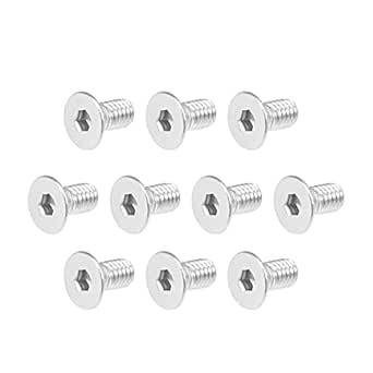 uxcell M4x8mm Flat Head Machine Screws Inner Hex Screw 304 Stainless Steel Fasteners Bolts 80Pcs ...