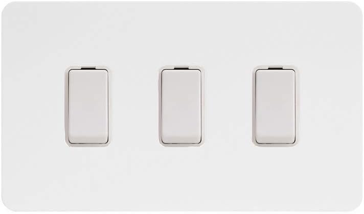 Soho Lighting White Metal Flat Plate 10A 3 Gang Light Switch on Double ...