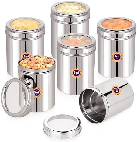 Buy SUVI 1 kg Stainless Steel Kitchen Containers with See Through Lid ...