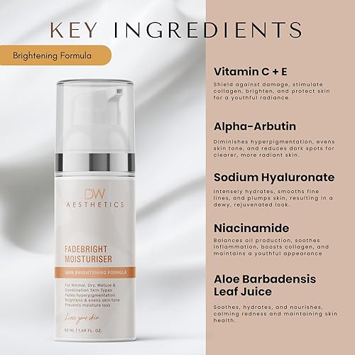 DW Aesthetics Fadebright Moisturiser – 50ml – Active Brightening Lotion ...