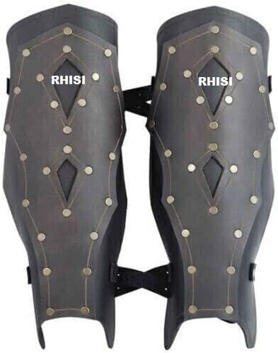 Amazon.com: Medieval Leather Leg Greaves - Handmade Leg Guards for LARP ...