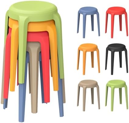 Amazon.com: Ponpong 18.7 Inch Plastic Stack Backless Stools, Classroom Stackable Stools, White ...