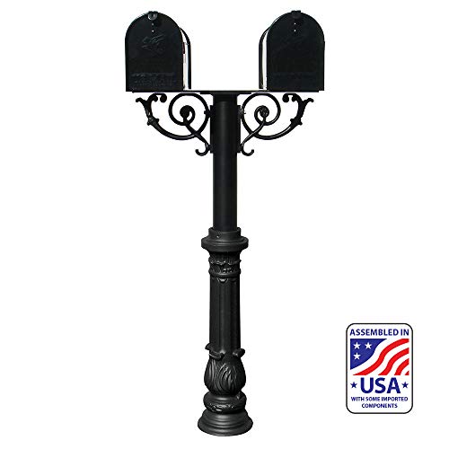 The Hanford TWIN mailbox post system w/Scroll Supports, Black - HPWS2 ...
