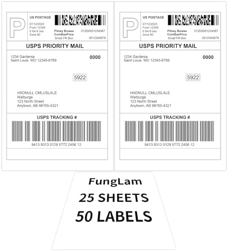 Amazon.com : MFLABEL Half Sheet Self Adhesive Shipping Labels for Laser ...