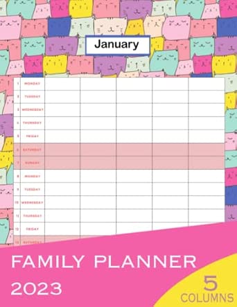 Amazon.com: Family Planner 2023 5 Columns: Family Organizer - 12- Month ...